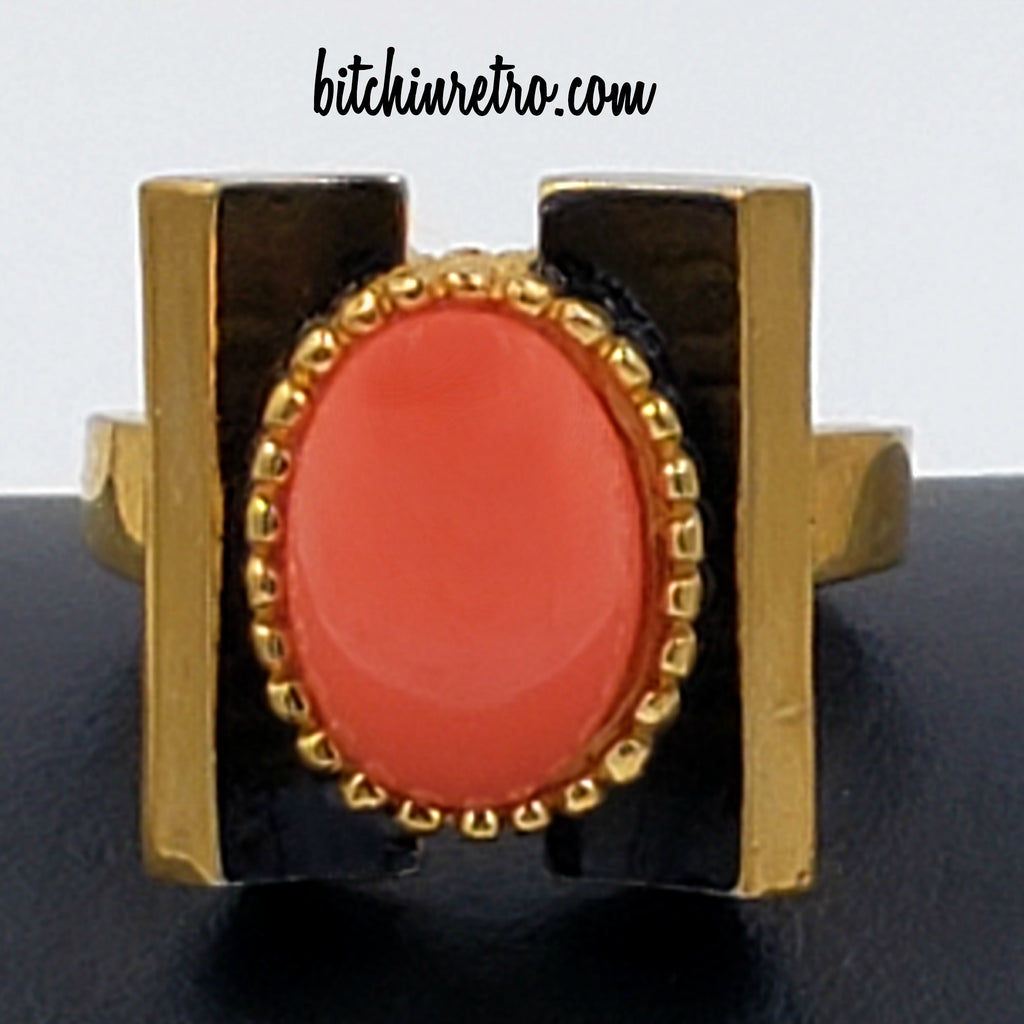 Crown Trifari Vintage Cocktail Ring With Art Deco Style | Bitchin Retro