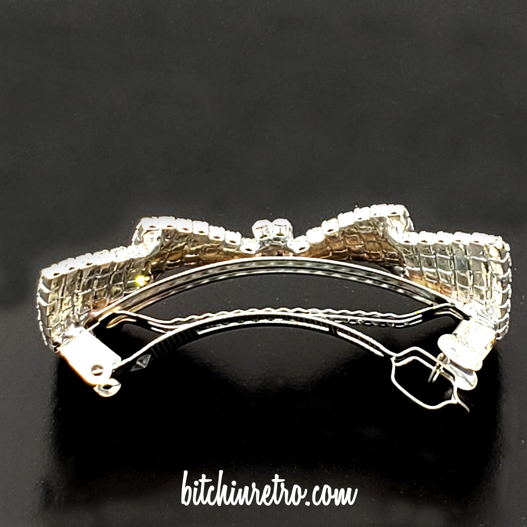 Rhinestone Double Bow Barrette With Prong Set Stones | Bitchin Retro