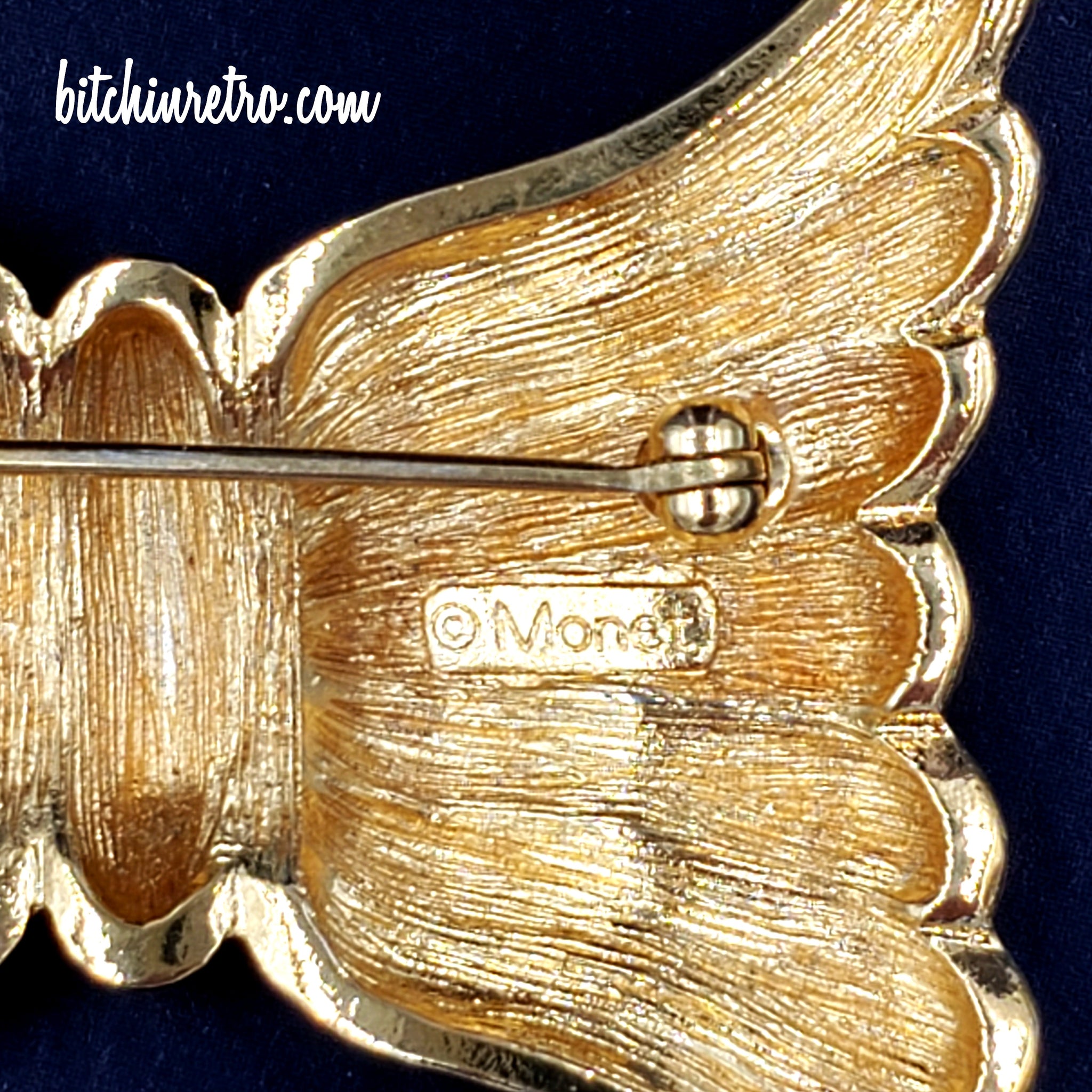 Monet Vintage Brooch Set Modernistic Bow in Silver and Gold | Bitchin Retro